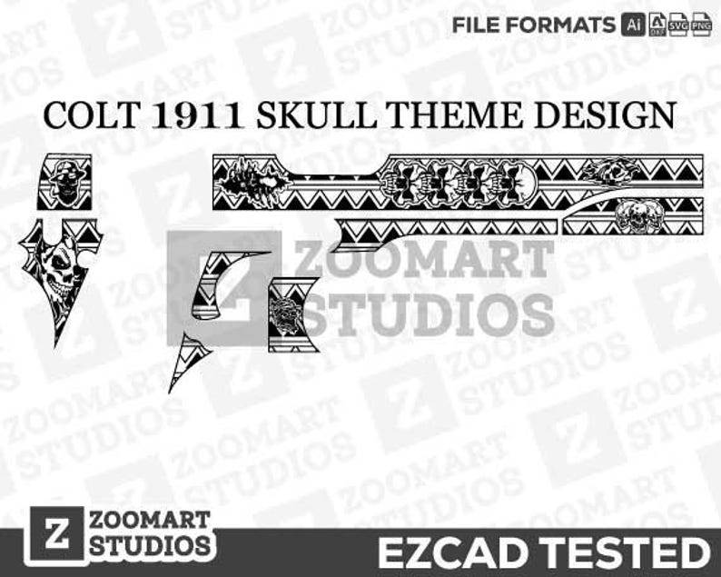 1911 Colt Skull Theme Design Svg,lasercut,laserengraving,engravingfiles ...