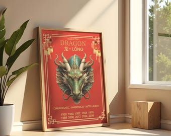 Chinese Zodiac Wall Art Posters, Chinese Zodiac Year of the Dog, Red ...