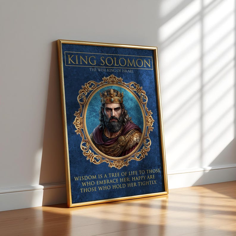 King Solomon Poster, Wise King of Israel Wall Art, Inspirational Quote ...