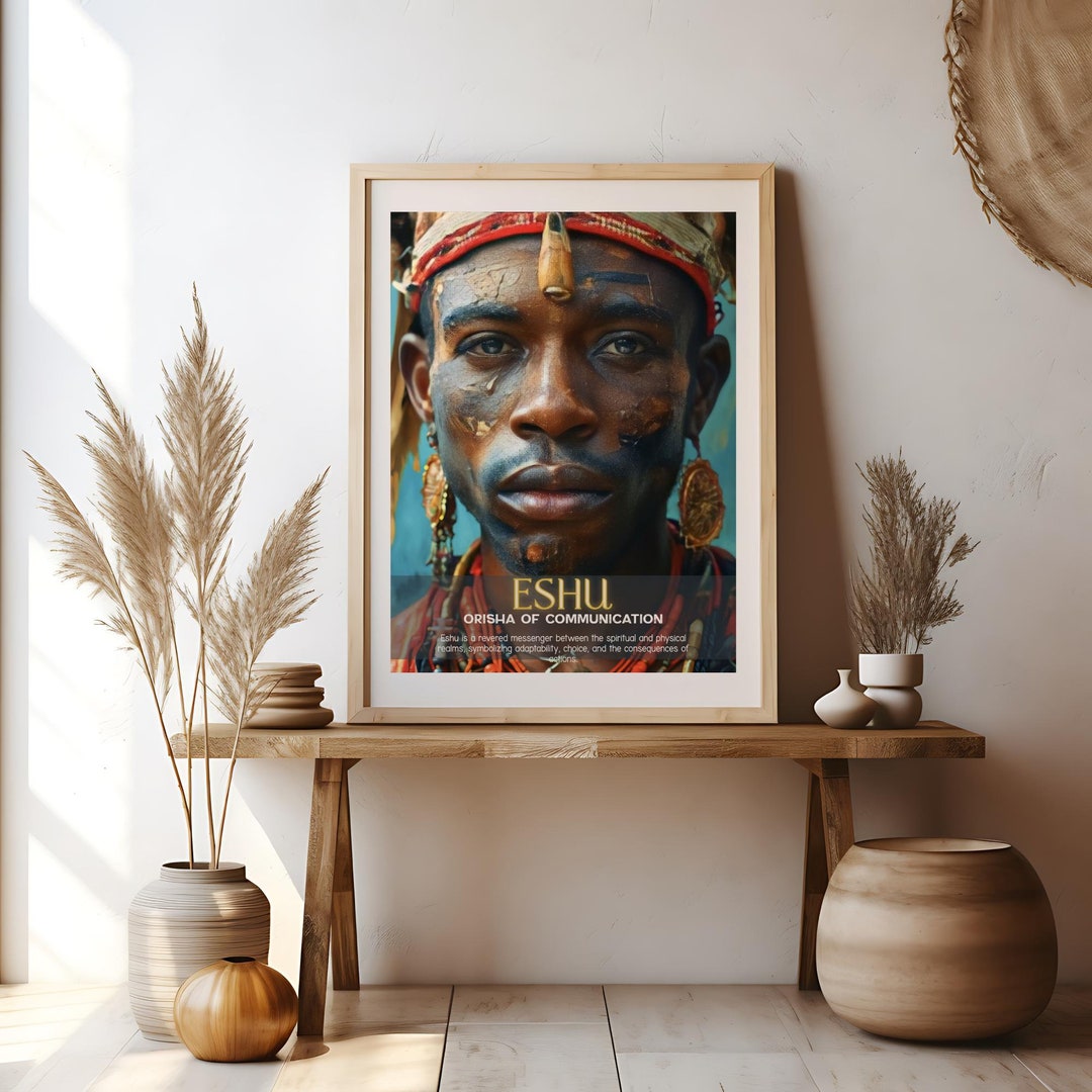 Eshu Orisha Wall Art, Yoruba Deity Art Print, Yoruba Orisha Artwork, African God, Spiritual Home ...