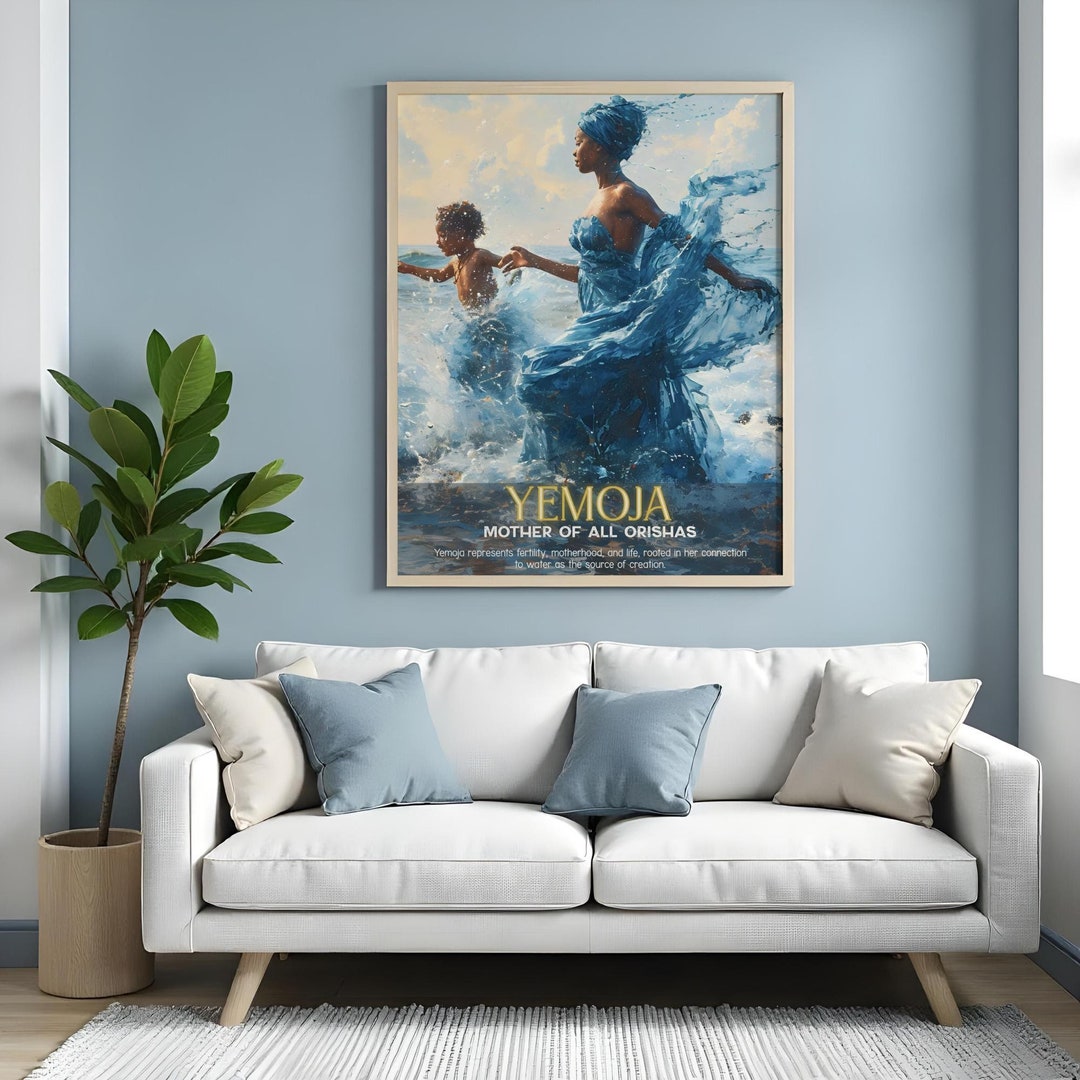 Yemoja Poster, Yoruba Deity Art Print, Yoruba Orishas Deities Artwork ...