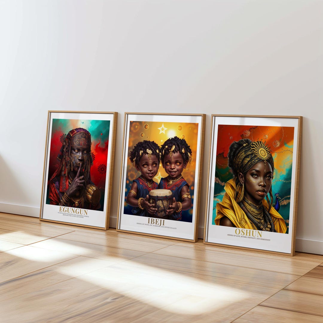 Set of 6 Orishas Wall Art, Yoruba Spirituality Posters, Ancestral ...