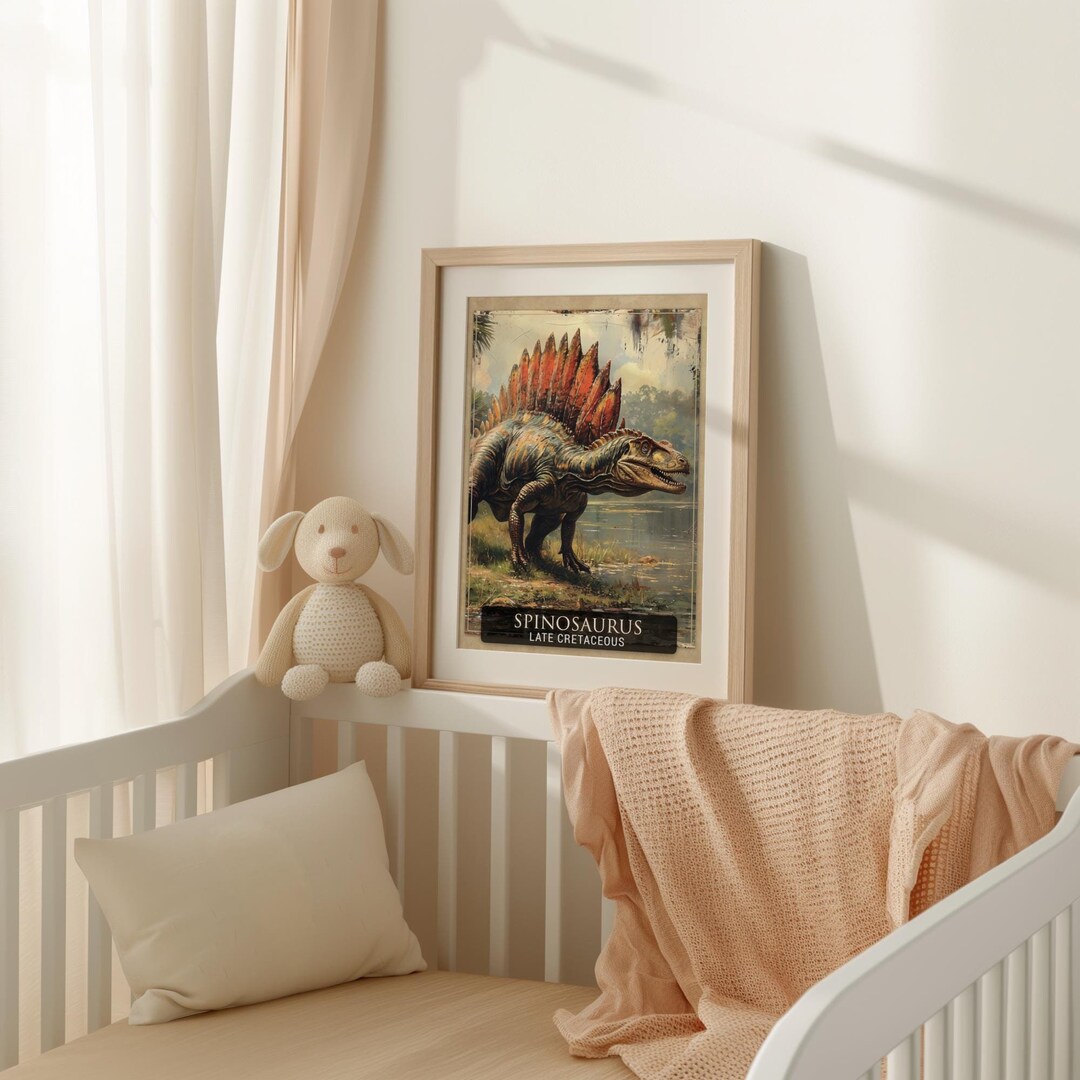 Spinosaurus Dinosaur Poster, Kids Room Wall Art, Prehistoric Decor ...