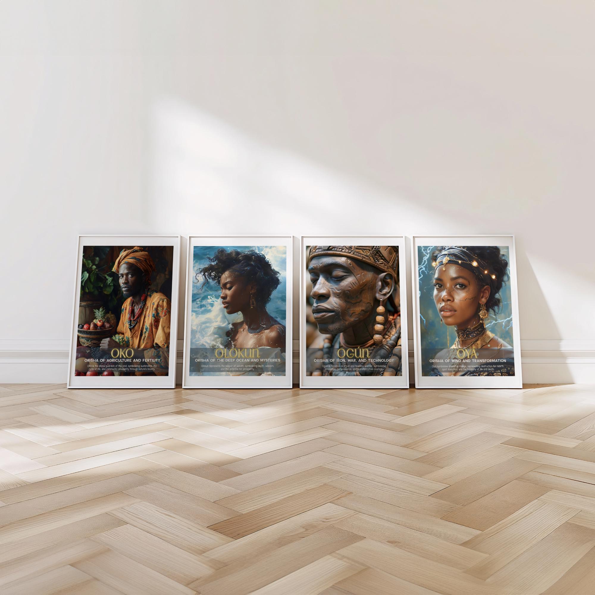 Set of 6 Orisha Posters, Orishas and Yoruba Deities Artwork, African ...