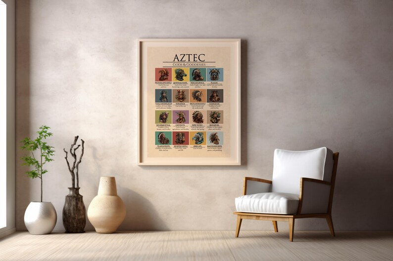 Aztec Gods and Goddesses Wall Art, Mythology Wall Art Poster, Ancient ...