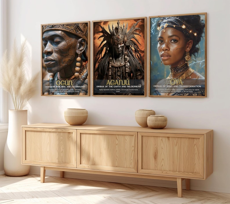 Set of 6 Orisha Posters, Orishas and Yoruba Deities Artwork, African Gods and Goddesses Print ...
