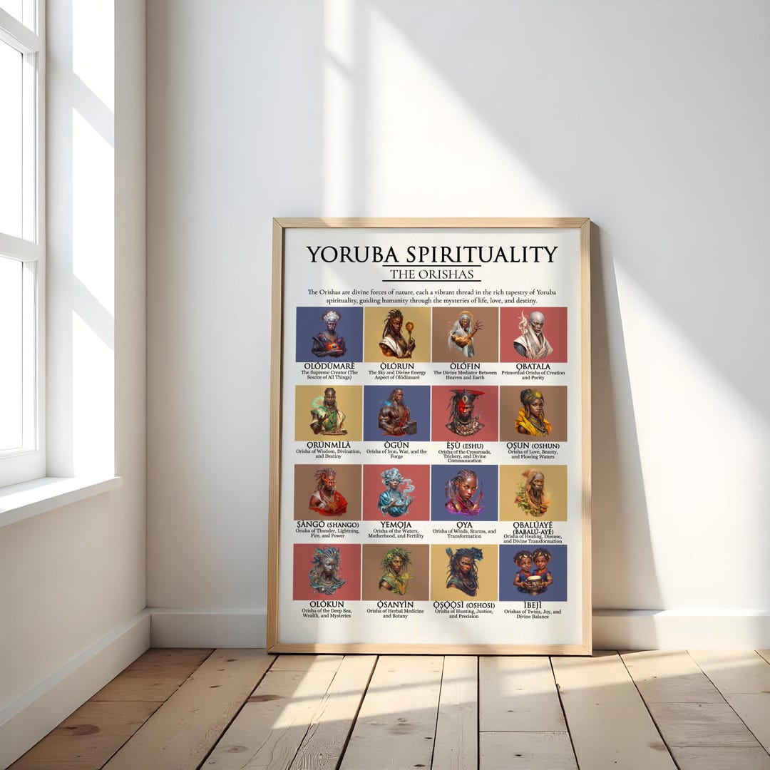 Yoruba Orishas Art Print, Divine African Mythology Wall Decor, Yoruba ...