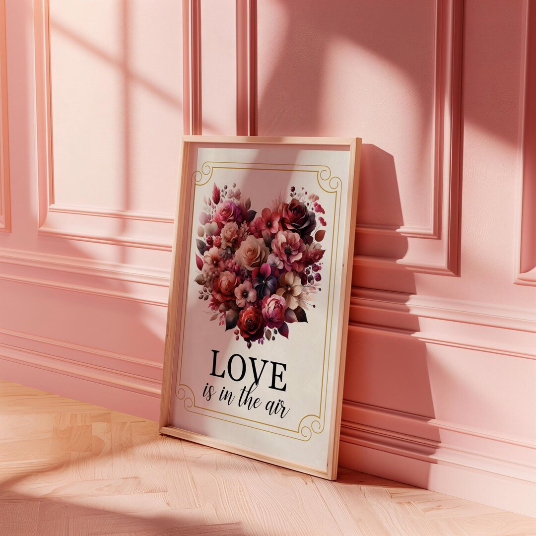 Valentines Day Wall Art, Romantic Wall Art, Floral Heart Printable ...