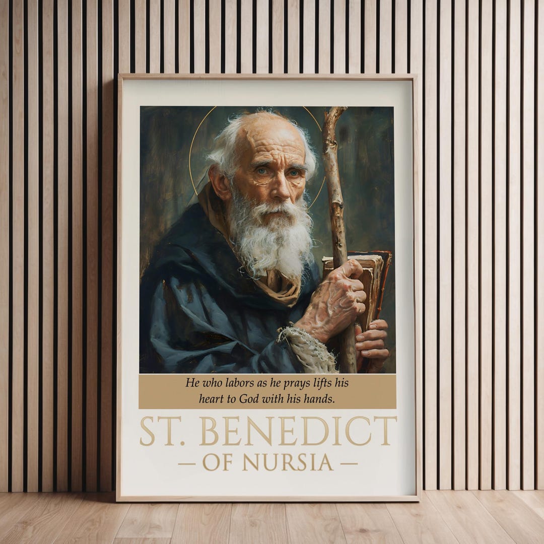 Saint Benedict of Nursia Art Print, Catholic Home Decor (digital ...