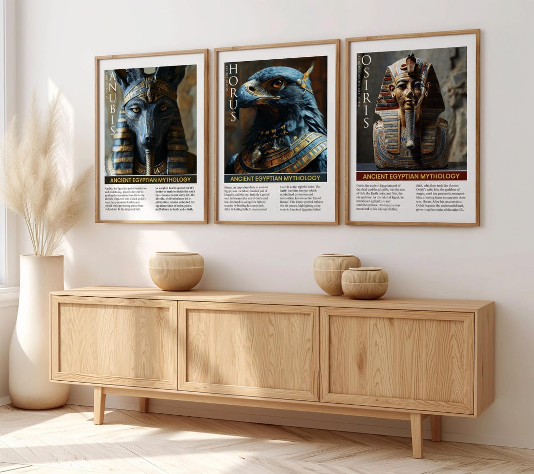 Set of 6 Ancient Egyptian Gods and Goddesses Posters, Ancient Egyptian ...