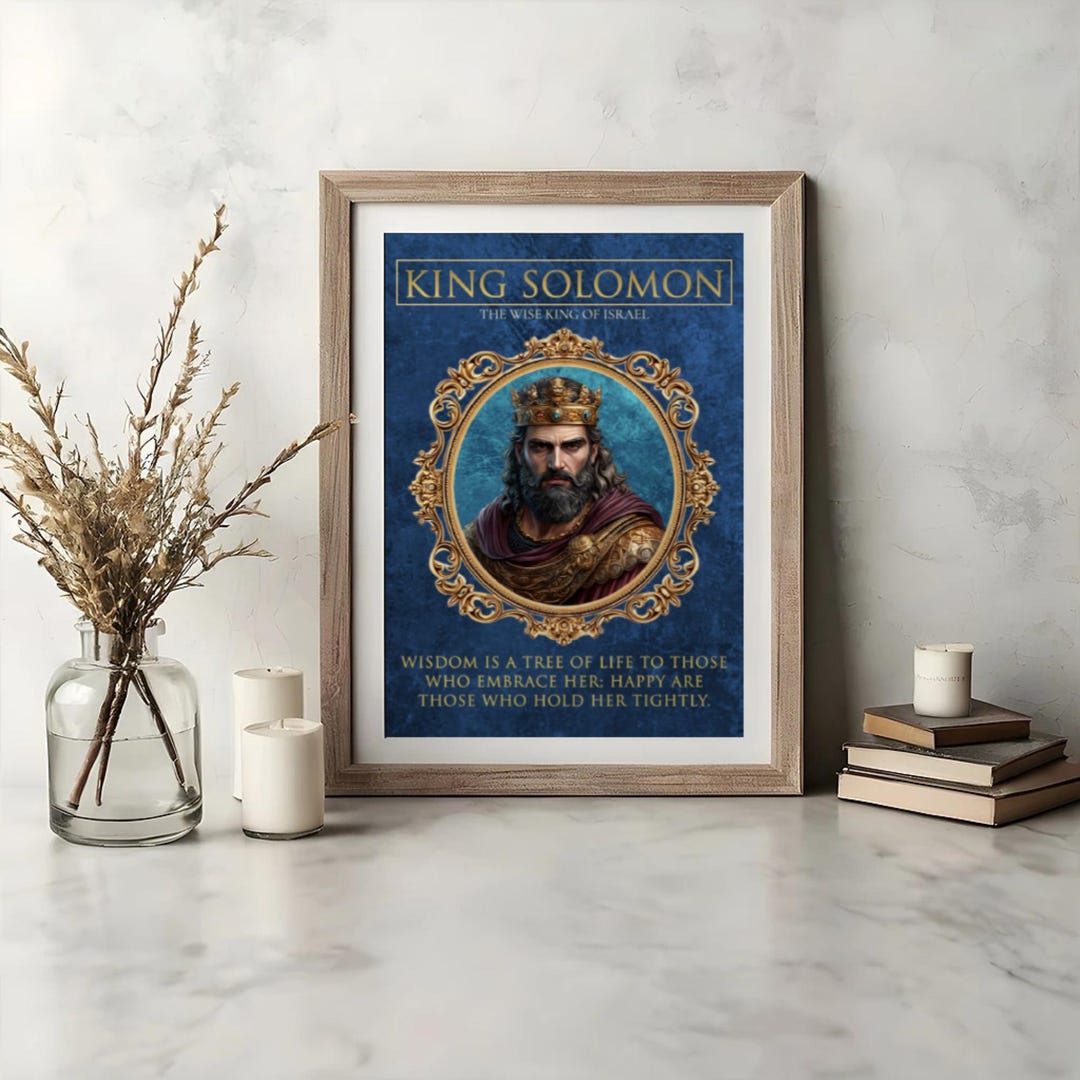 King Solomon Poster, Wise King of Israel Wall Art, Inspirational Quote ...