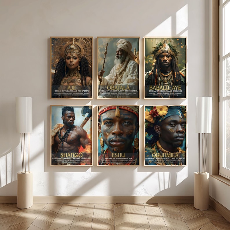 Set of 6 Orisha Art Prints, Orisha Yoruba Deity Posters, Spiritual ...
