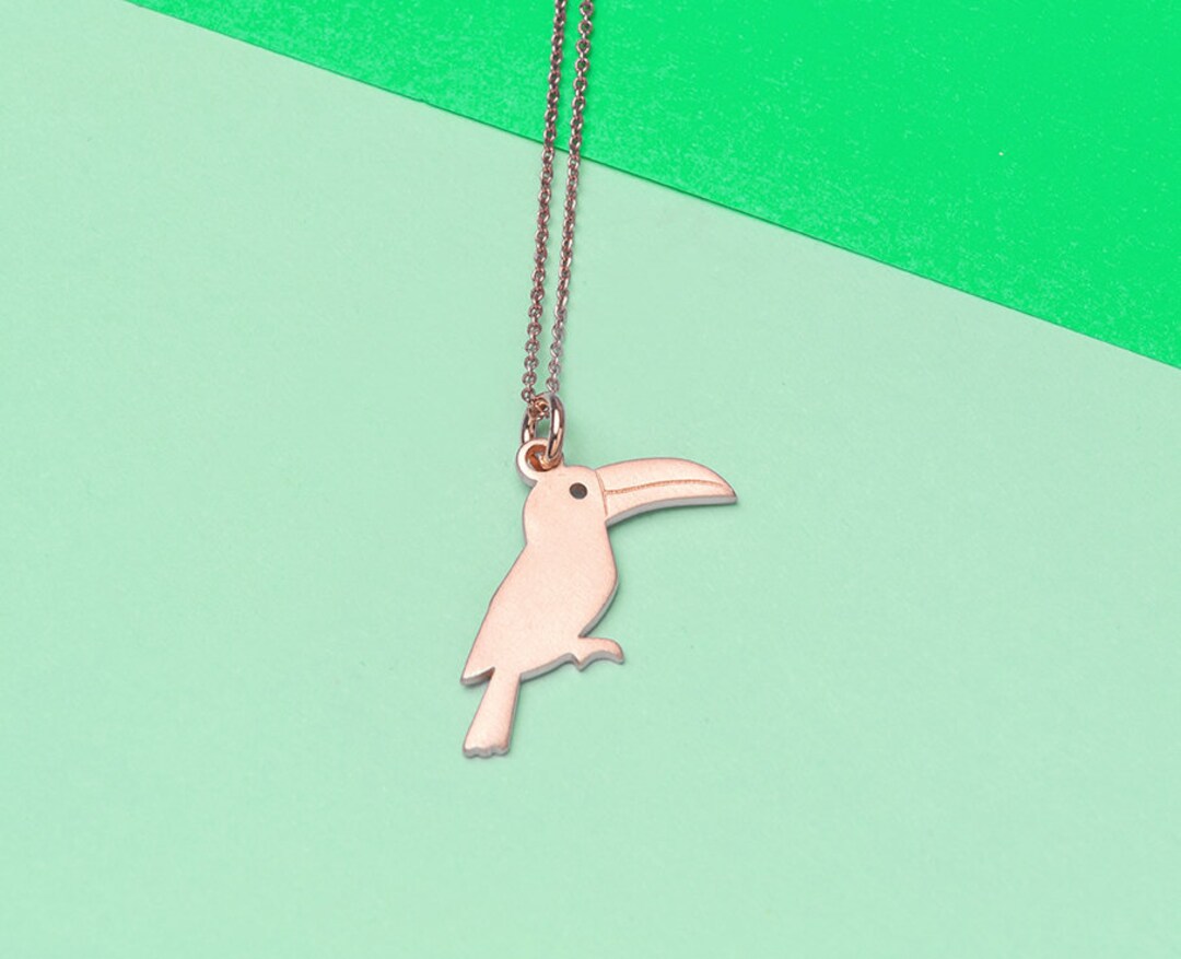 Toucan Necklace / Tropical Bird Pendant / Sterling Silver Charm ...