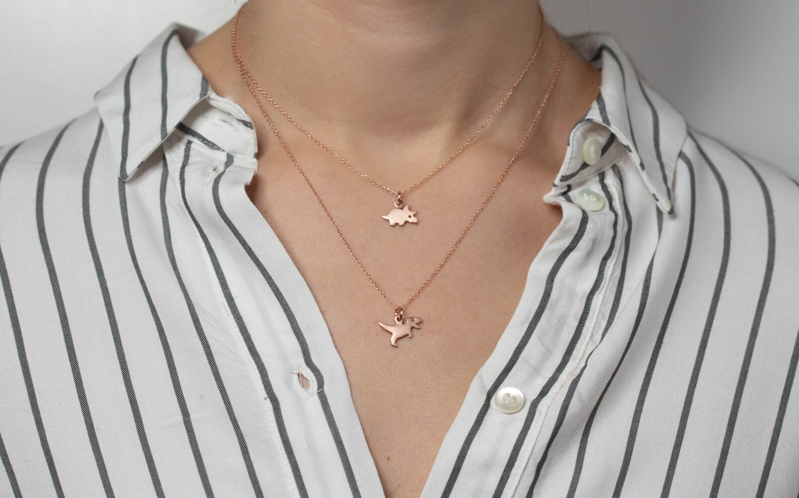 Solid Gold T Rex Necklace / Tyrannosaurus 14k Solid Pendant / Cute ...