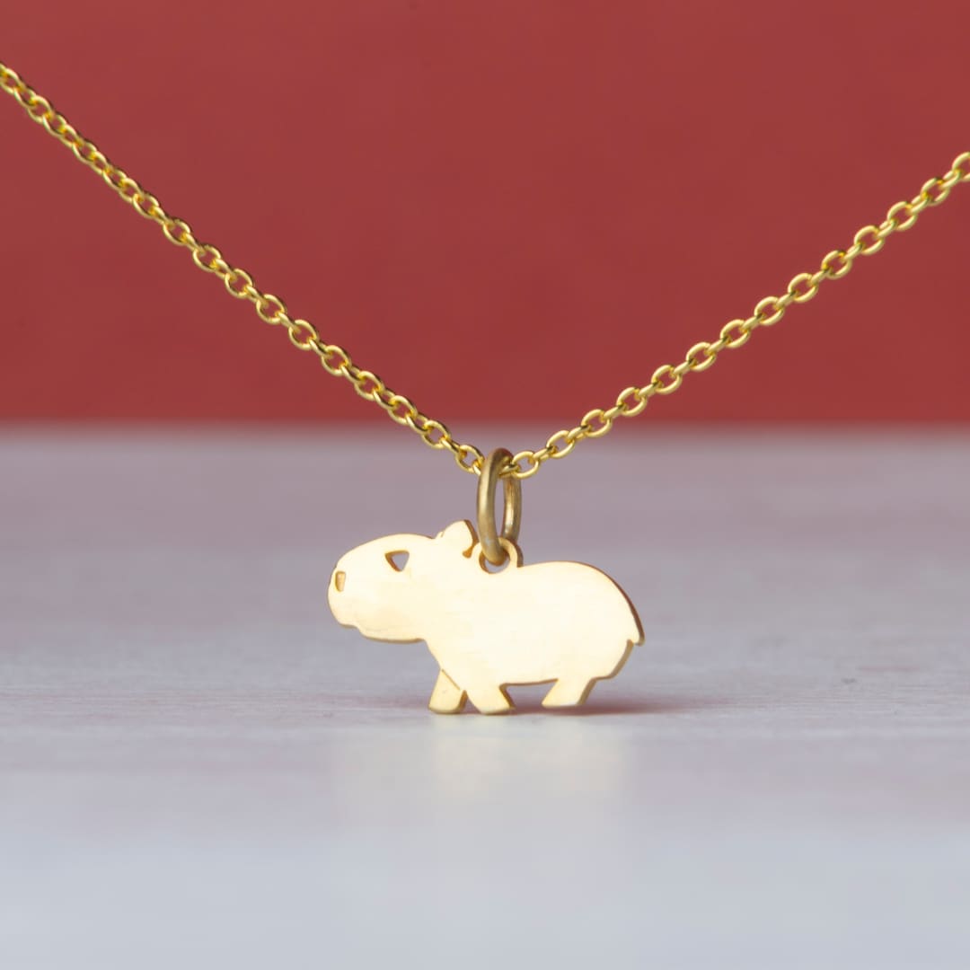Capybara Necklace in Sterling Silver / Rodent Pendant / Cute Animal ...