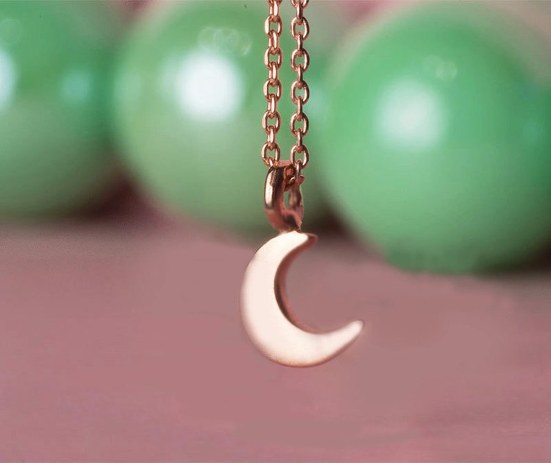 Solid Gold Extra Tiny Moon Necklace / Crescent Moon Necklace - Etsy
