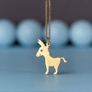 Solid Gold Donkey Necklace / Farm Animal Pendant / 14k 9k 18k Quirky ...