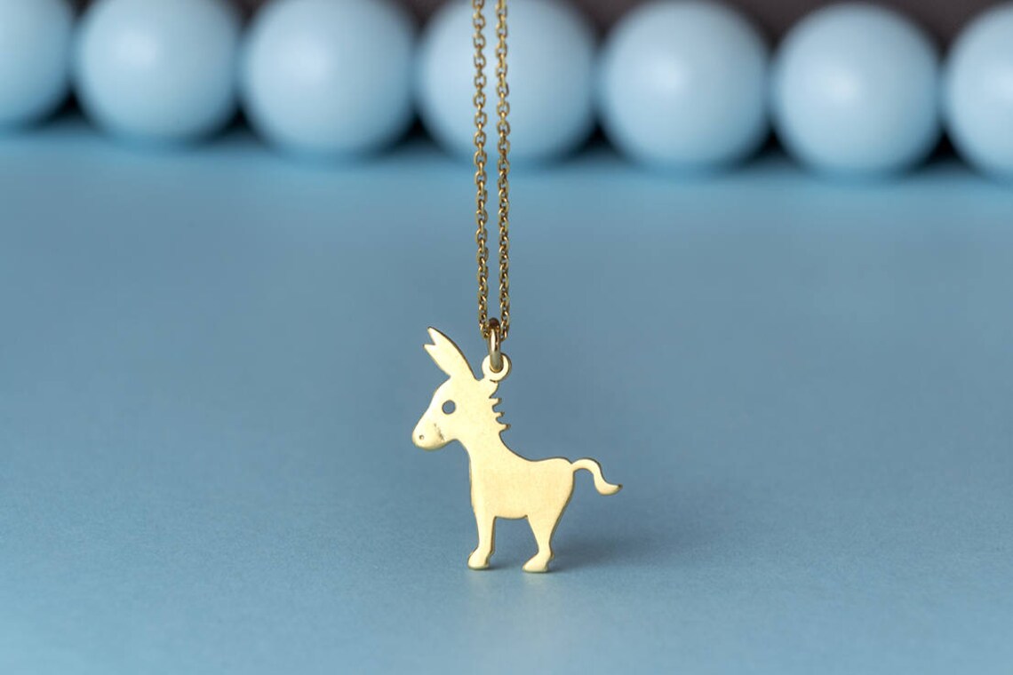 Solid Gold Donkey Necklace Farm Animal Pendant 14k 9k 18k | Etsy