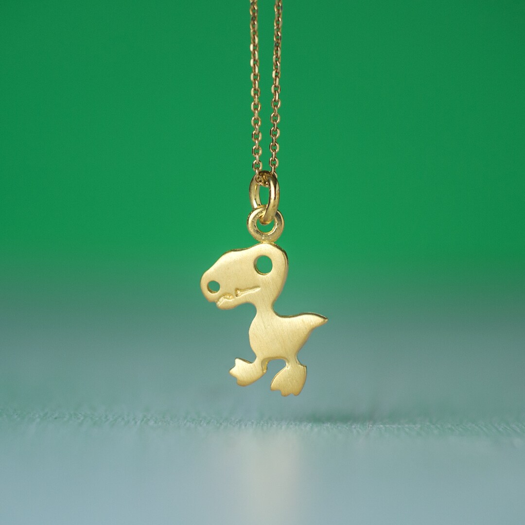 Funny Tiny Solid Gold T Rex Necklace / Tyrannosaurus Pendant / Dinosaur ...