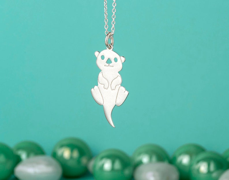 Sterling Silver Otter Necklace / Gold Sea Otter Pendant / Kids | Etsy