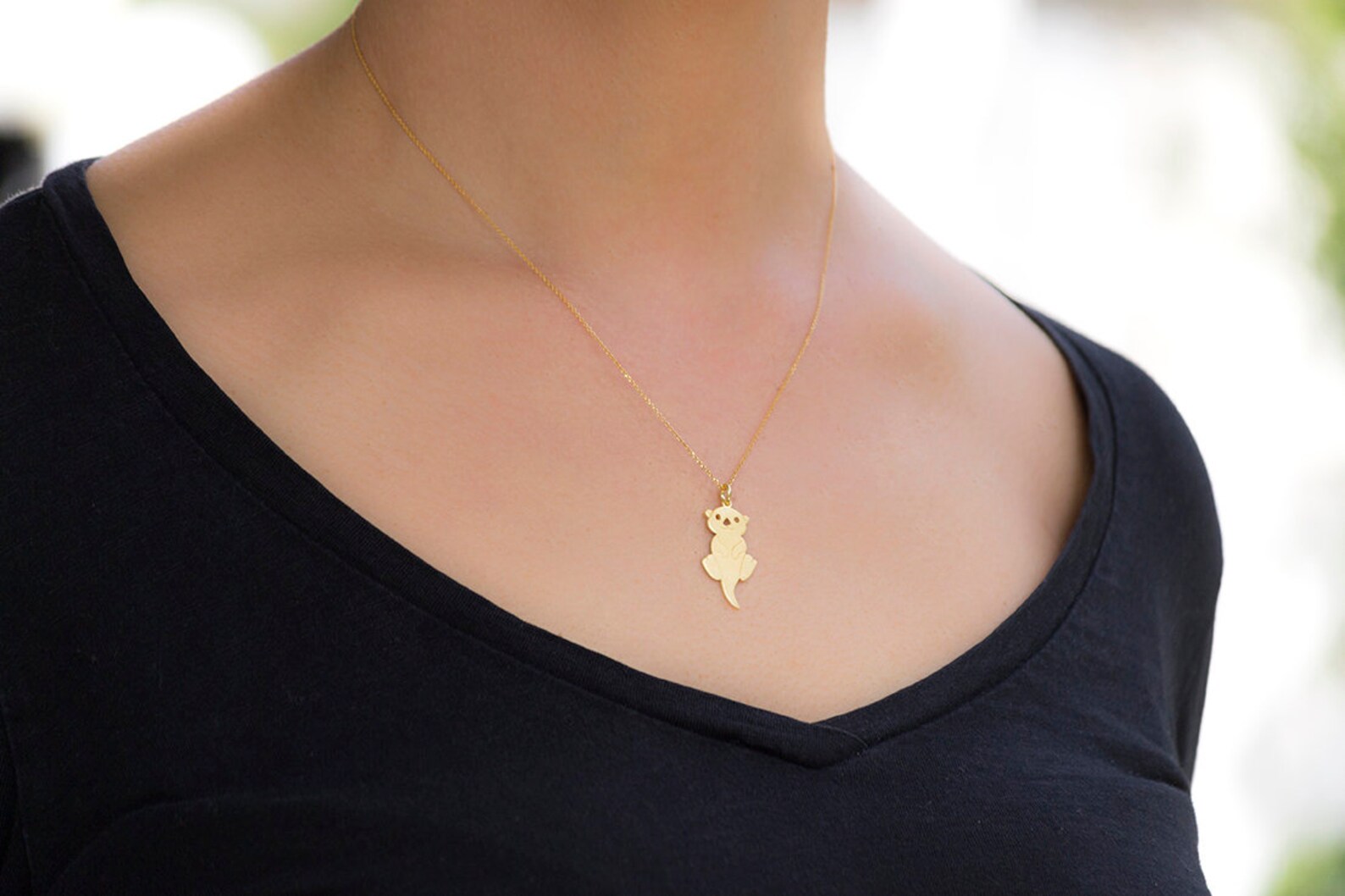 Sterling Silver Otter Necklace / Gold Sea Otter Pendant / Kids Jewelry ...