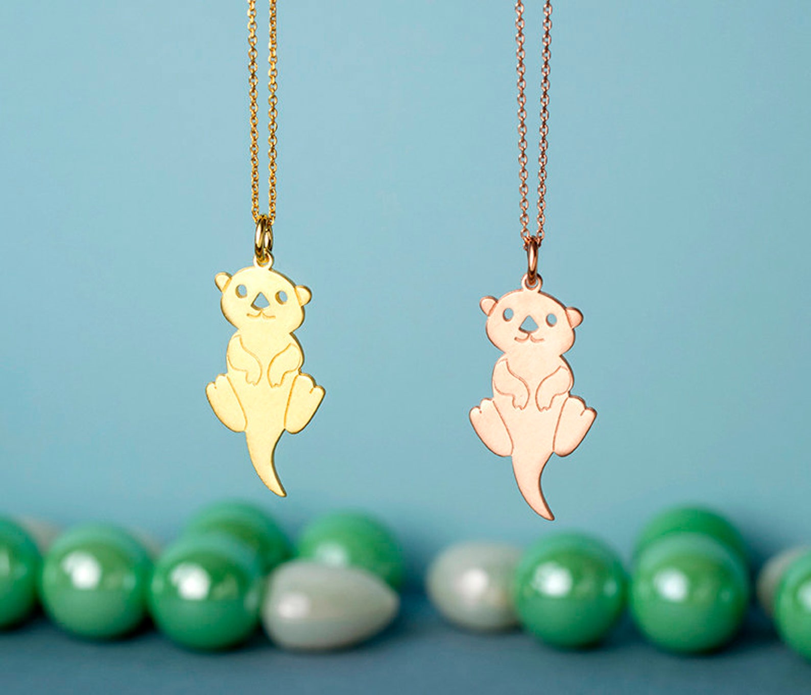 Sterling Silver Otter Necklace / Gold Sea Otter Pendant / Kids | Etsy