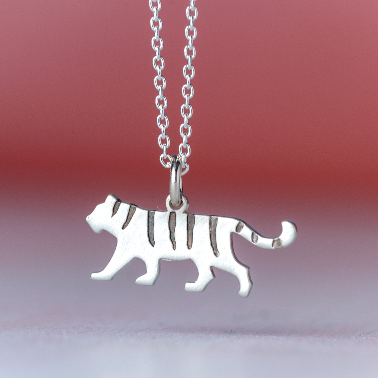 Sterling Silver Tiger Necklace / Animal Jewelry / Unisex - Etsy