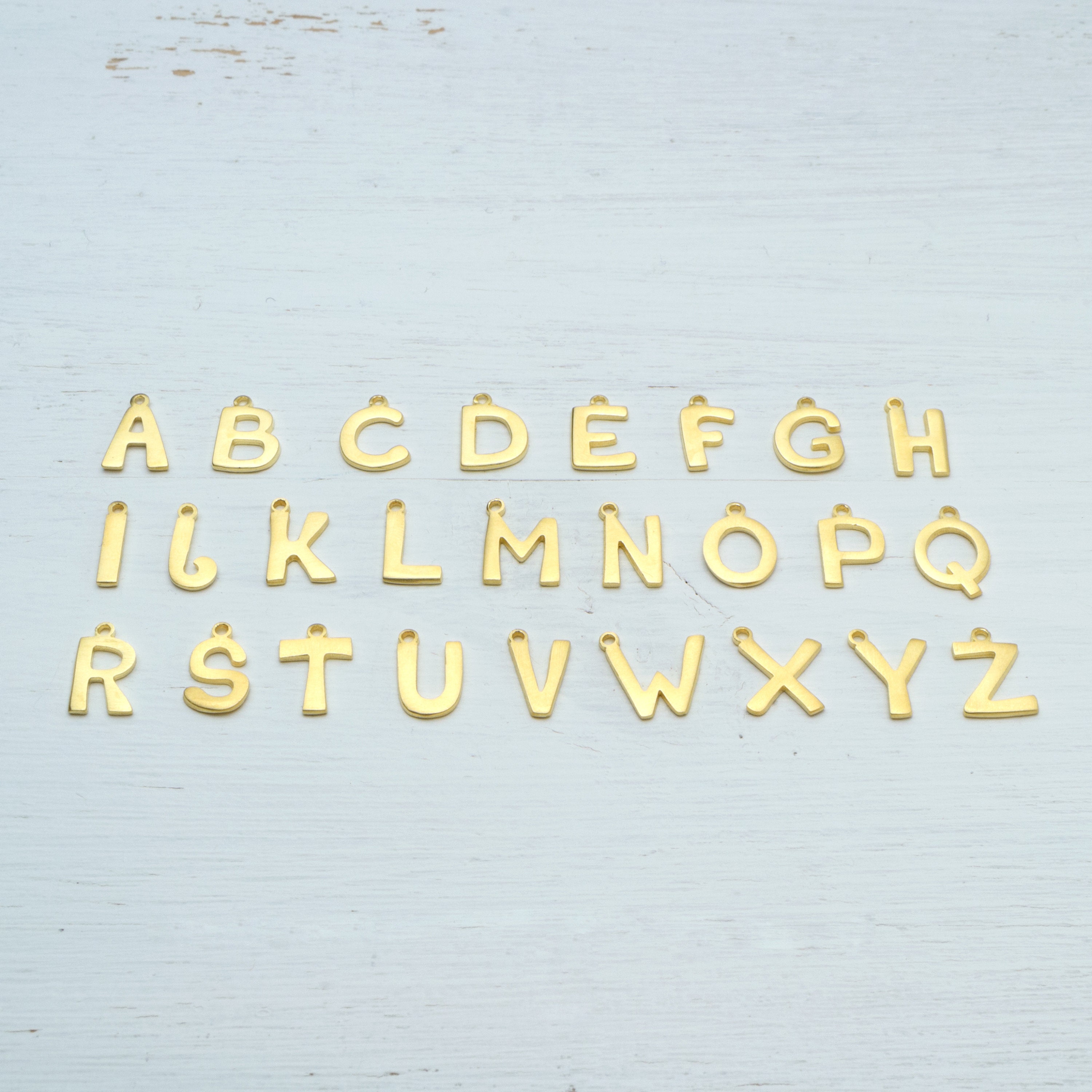 Solid Gold Initial Necklace Personalized Tiny Initial Charm | Etsy