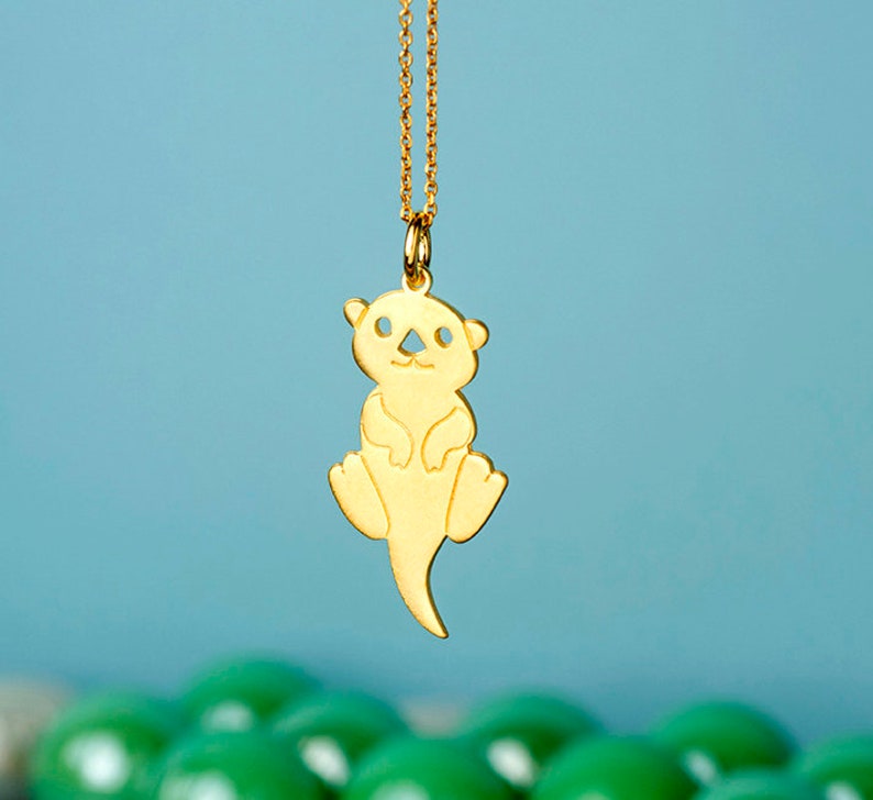 Sterling Silver Otter Necklace / Gold Sea Otter Pendant / Kids | Etsy