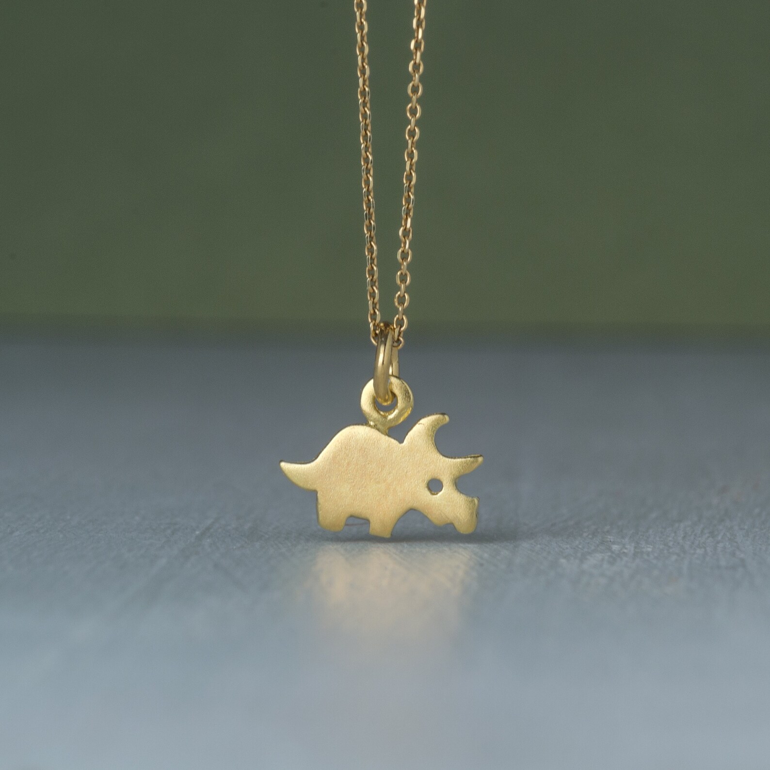 Small Triceratops Necklace / Cute Dinosaur Pendant Sterling Silver ...