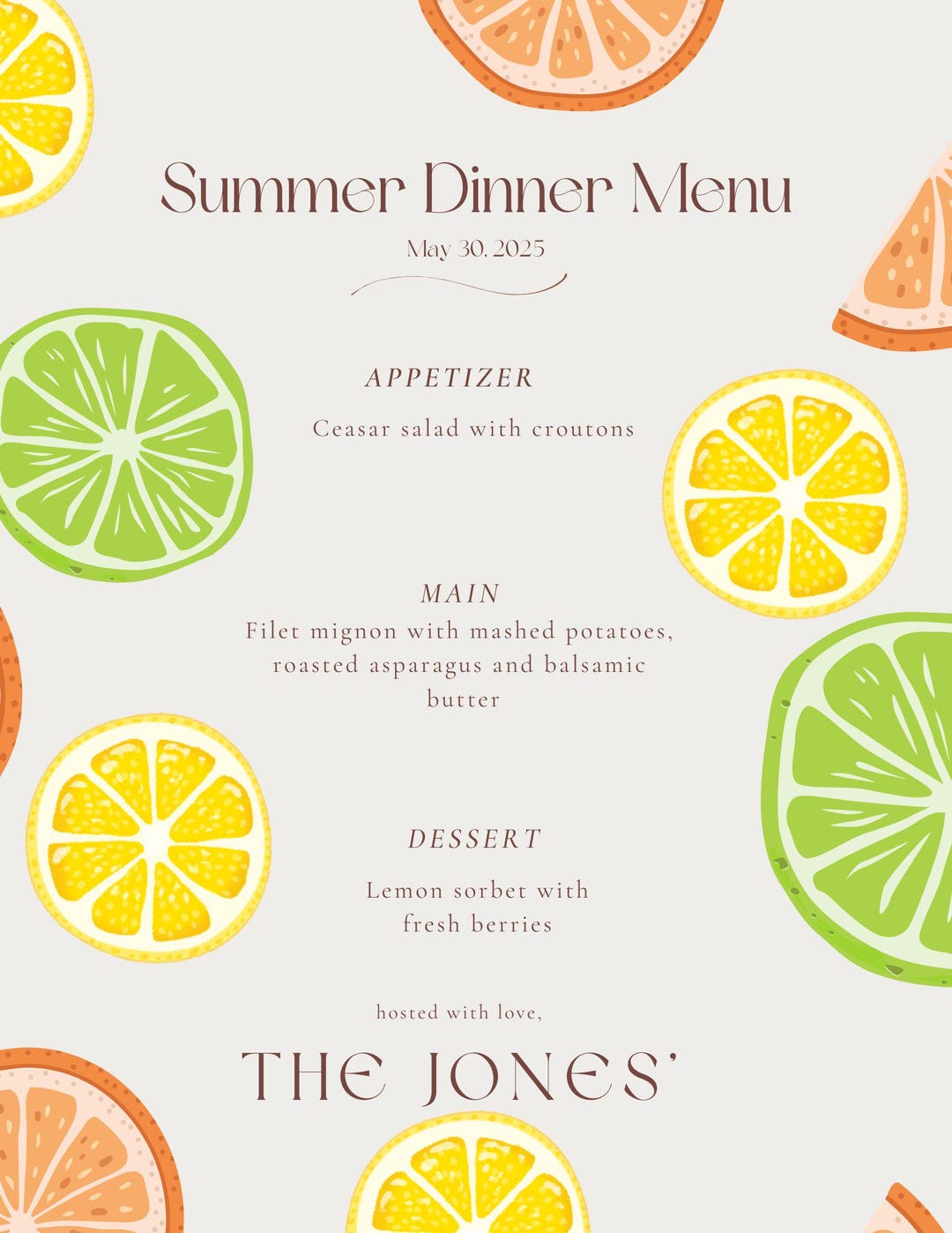 Customizable Summer Menu Template - Etsy