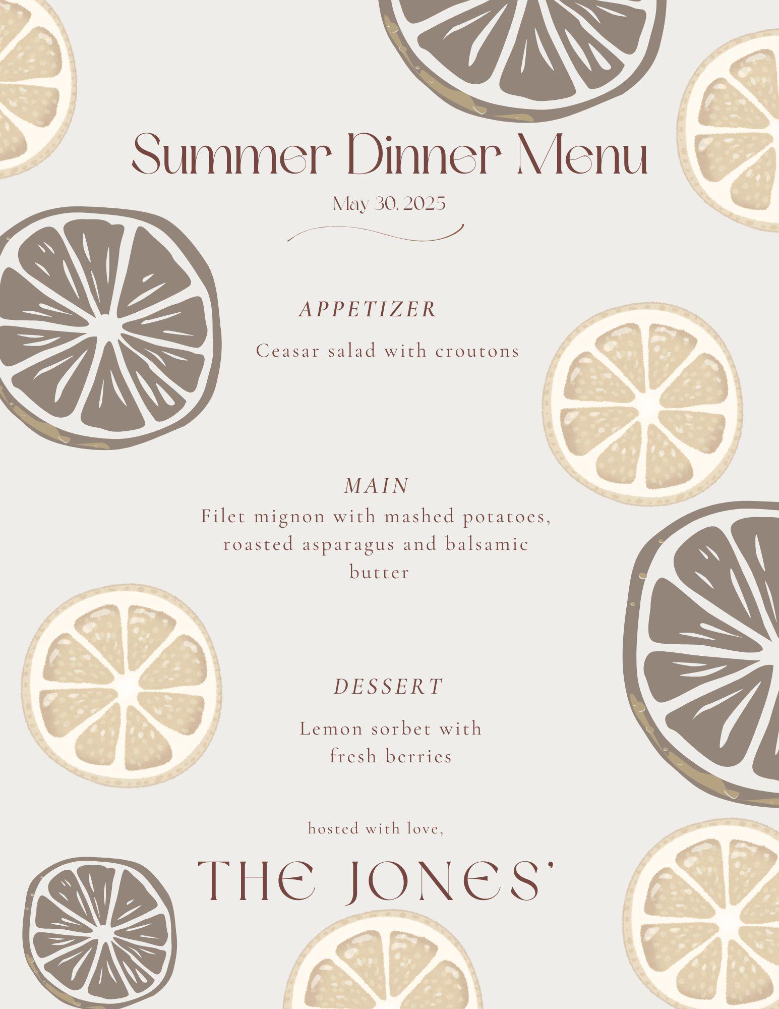 Customizable Summer Menu Template - Etsy
