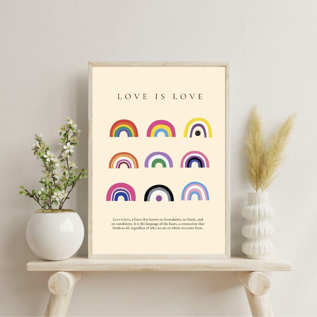 Love is Love Pride Gift Gender Pride Flag, LGBT Rainbow Love is Love ...