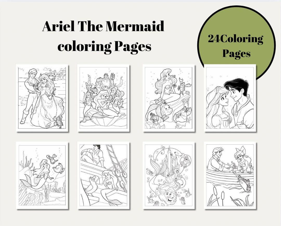 Ariel the Mermaid Coloring Pages,relaxation Coloring Pages,digital ...