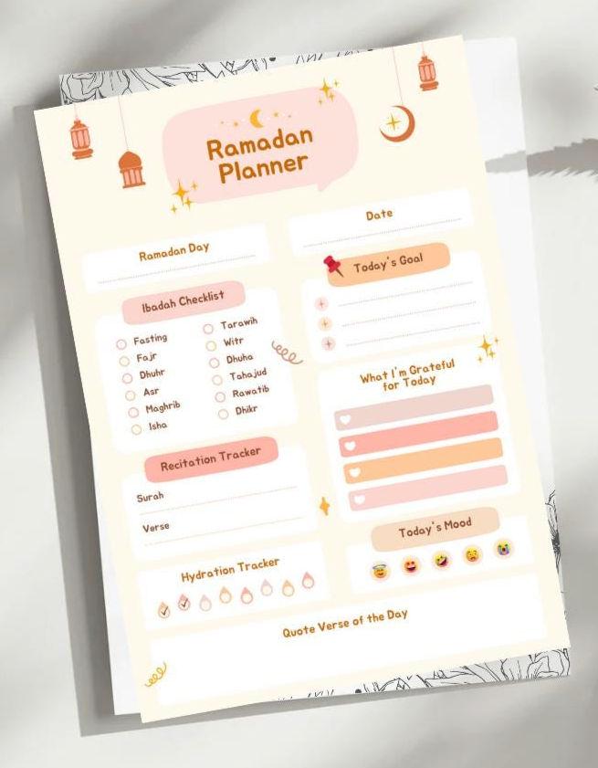 Ramadan Planner Printable Ibadah Tracker, Hydration Tracker & Goals for ...