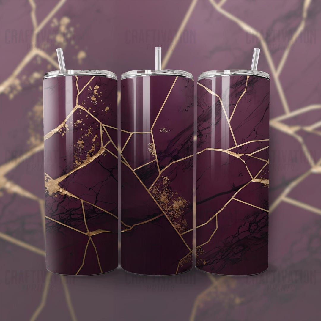 Merlot Purple Kintsugi Tumbler: 20oz Insulated Stainless Steel With Lid ...