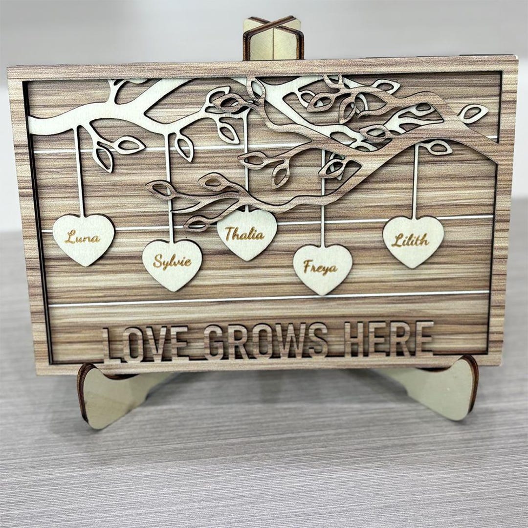 Personalized Family Tree Sign, Custom Family Name Ornament, Wooden ...