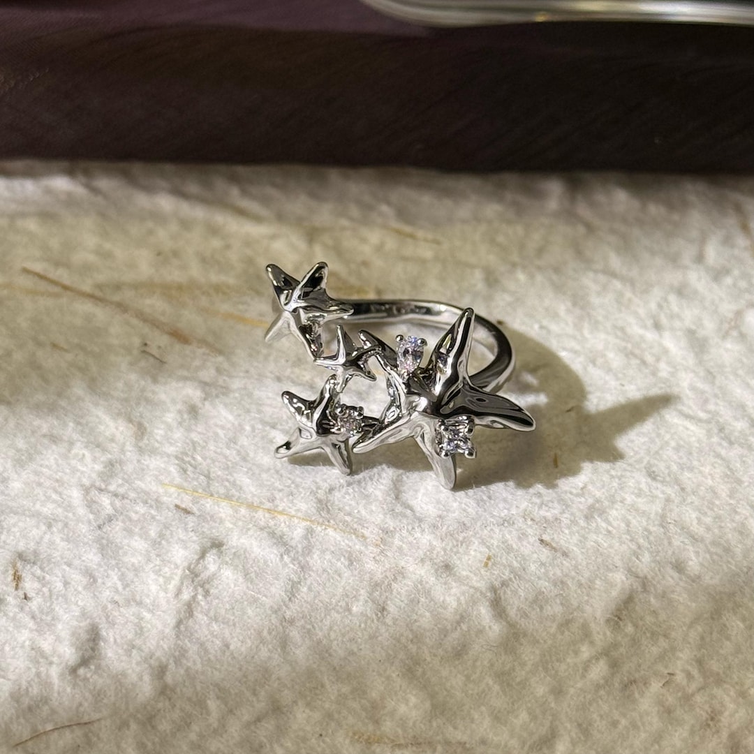 Sterling Silver Star Cluster Ring – Crystals Zirconia Celestial ...