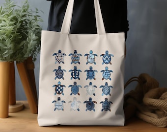Sea Turtle Tote - Reusable Beach Bag - Etsy