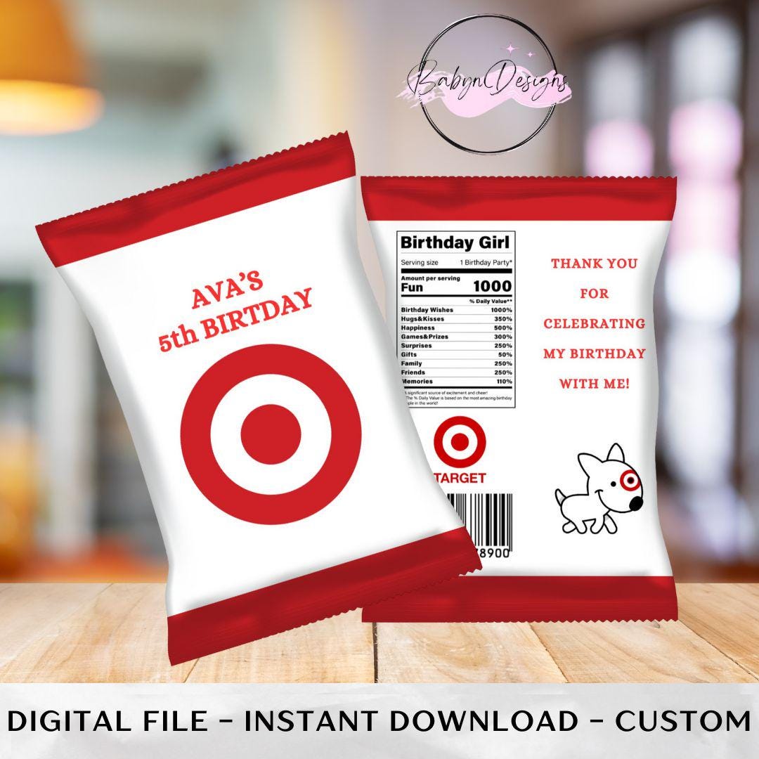 Editable Target Chip Label, Cute Red Party Flavors, Target Birthday ...