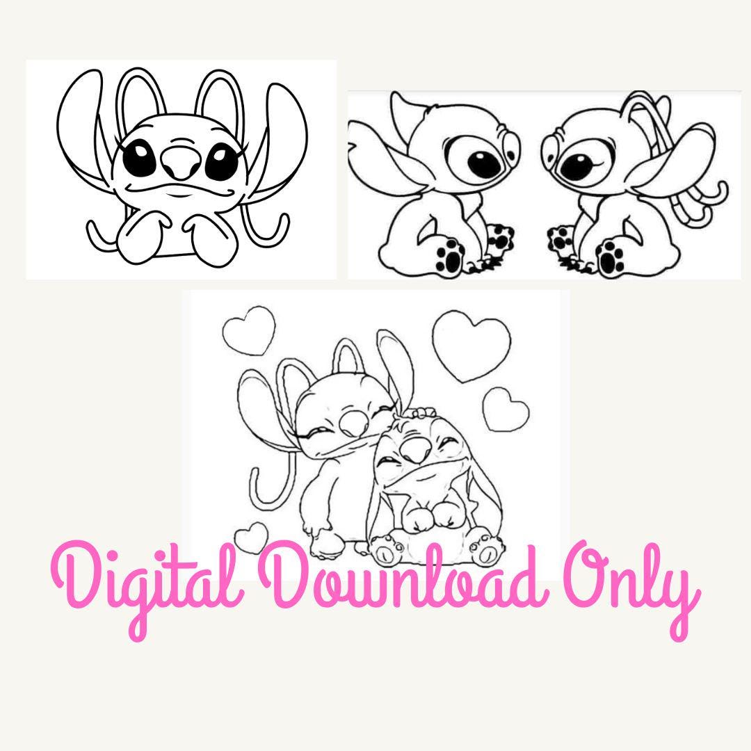 Stitch and Angel, Coloring Pages, Cute Cartoons, Digital Download - Etsy
