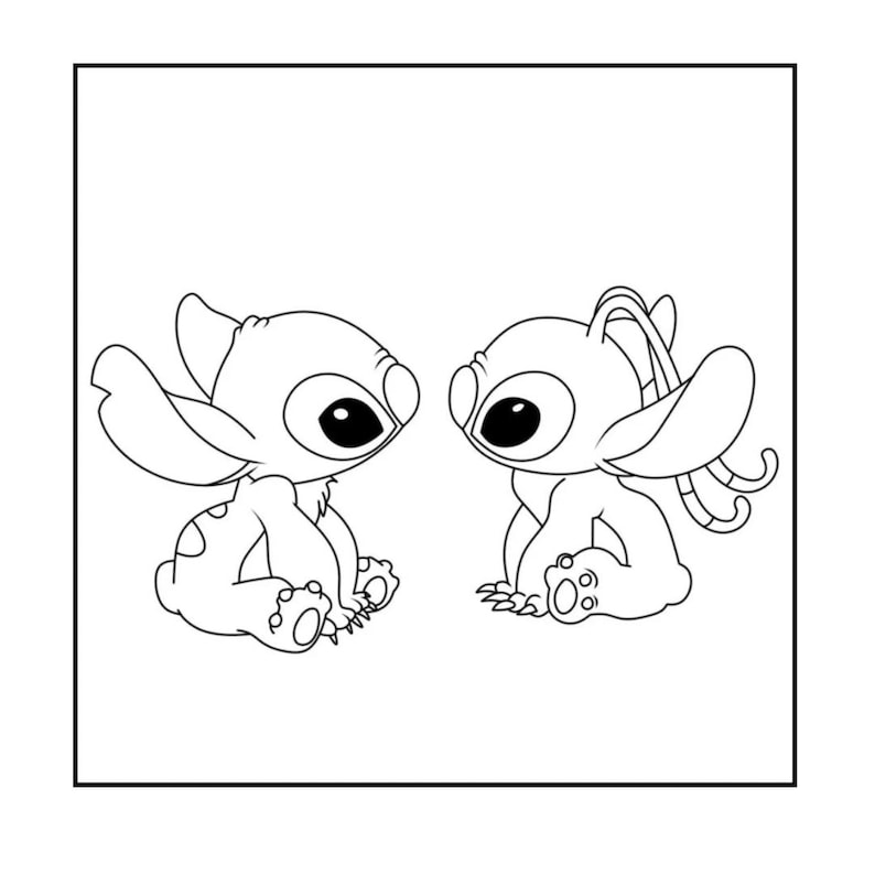 Stitch and Angel, Coloring Pages, Cute Cartoons, Digital Download - Etsy