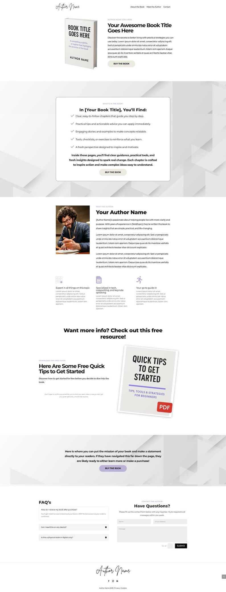 Divi Wordpress Author Website Template: Book Marketing Theme - Etsy