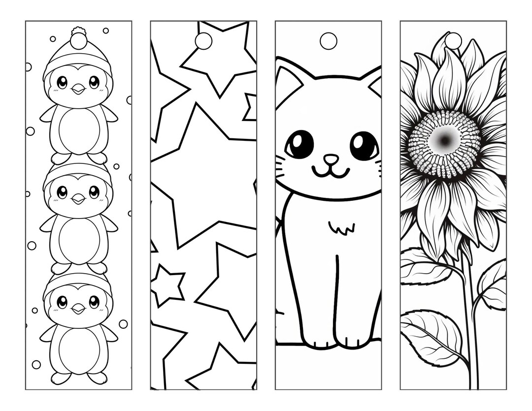 Kids Coloring Bookmarks - Etsy