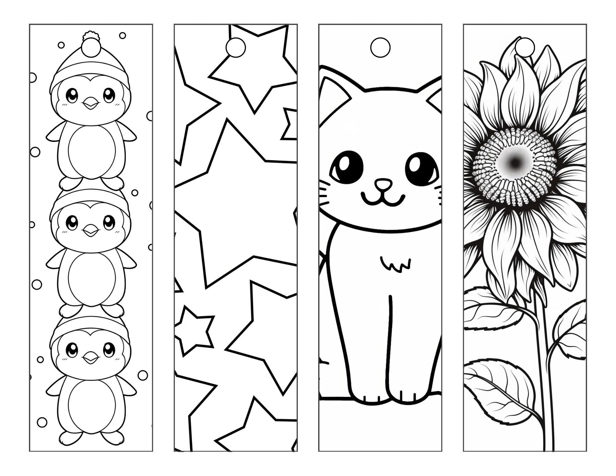 Kids Coloring Bookmarks - Etsy