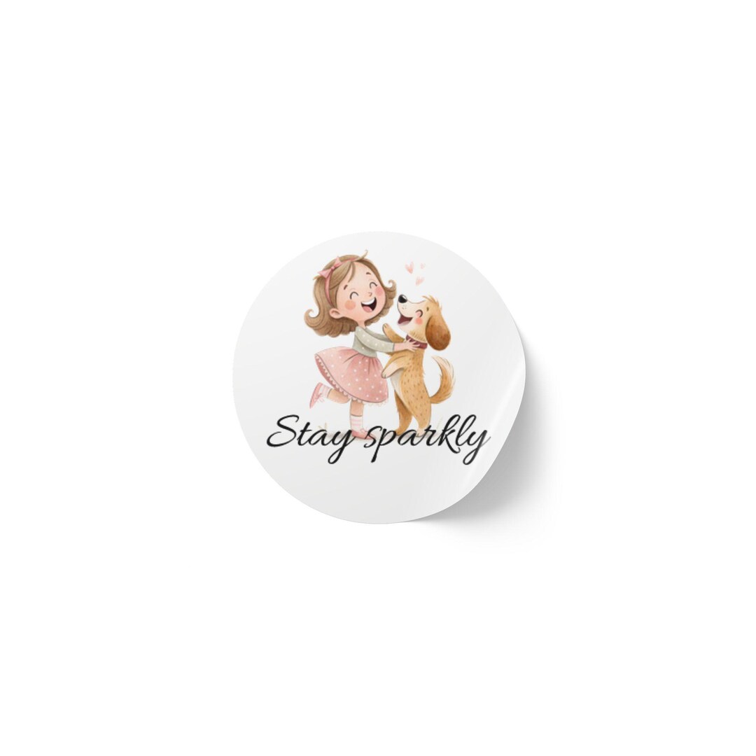 Stay Sparkly Girl and Puppy Round Sticker Rolls | Kids Labels, Planner ...
