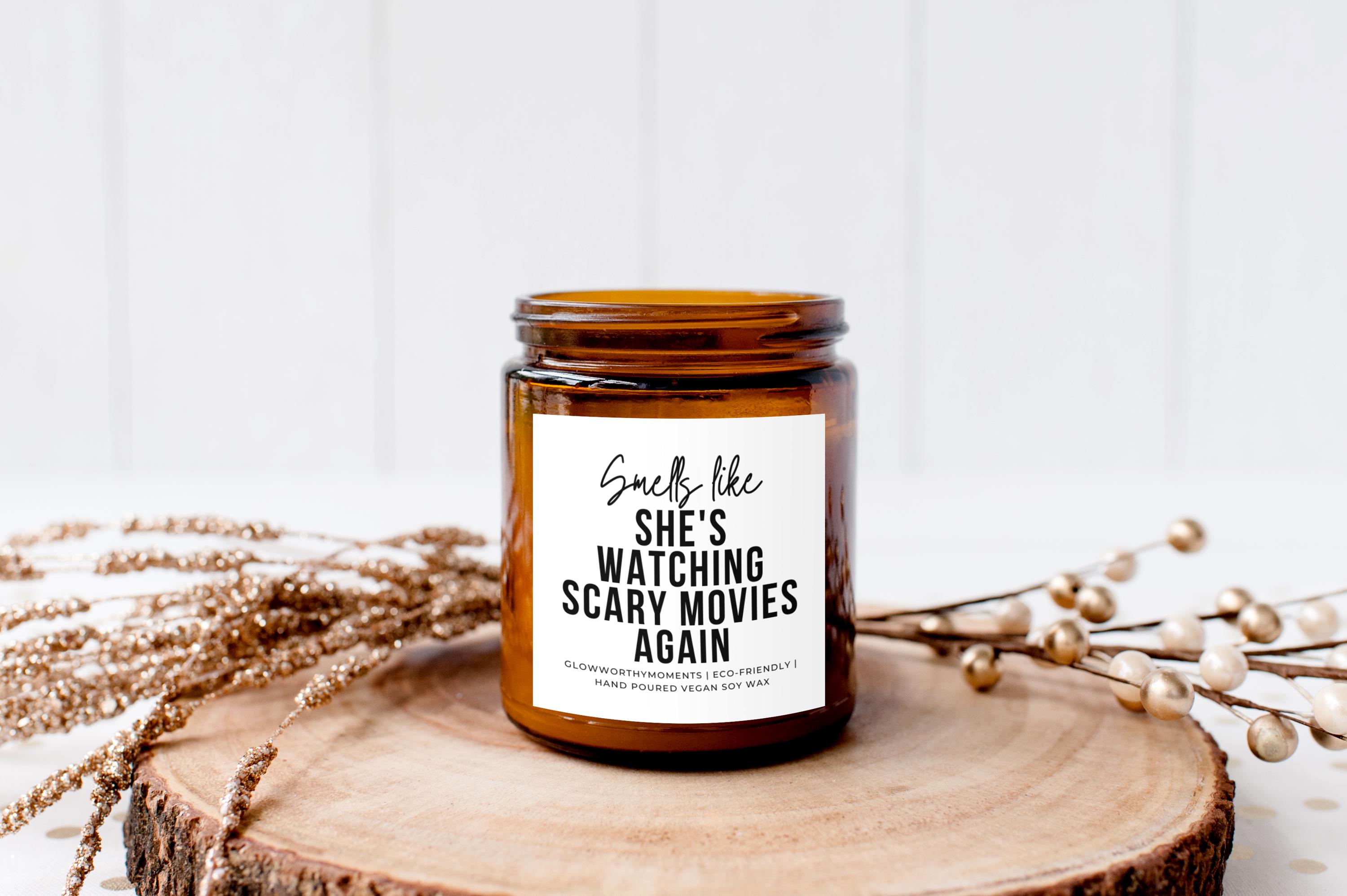 She’s Watching Scary Movies Soy Wax Candle, Favorite Horror Film Gag ...