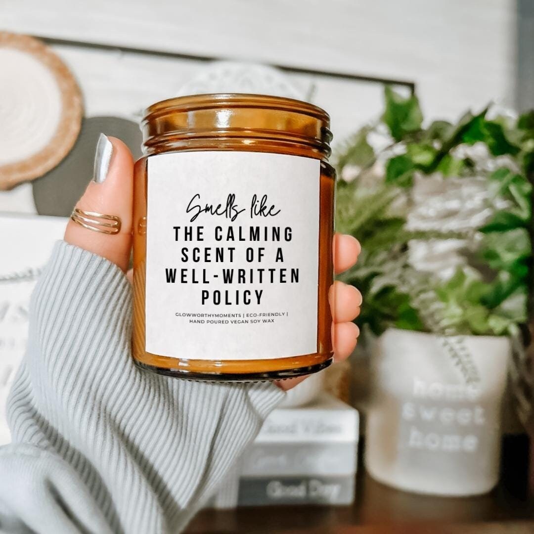 Funny Insurance Policy Analyst Soy Wax Candle, Legal Counsel Human ...