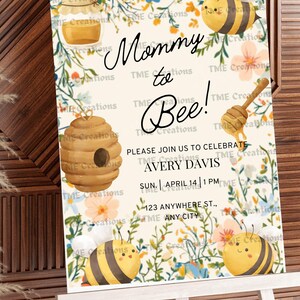 Wildflower Baby Shower Easel Sign, Bee Theme Welcome Sign, Editable ...