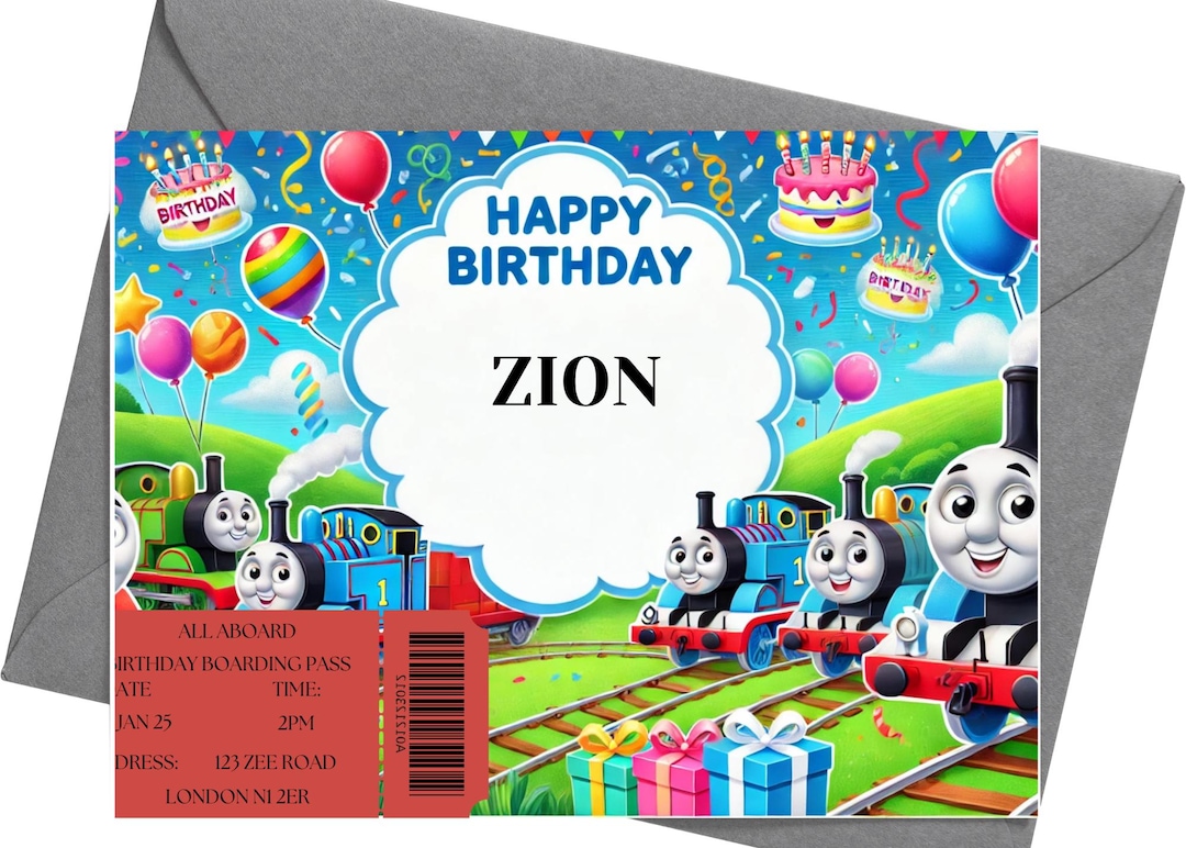 Editable Thomas the Tank Engine Birthday Invitation Template, Train Theme Birthday Party, Canva ...